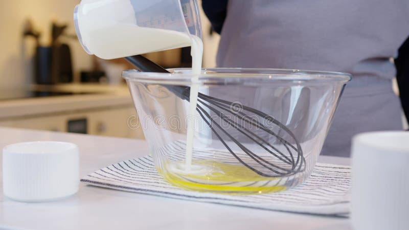 Pancake Batter Preparation – Step-by-Step Cooking Footage Stock Footage ...
