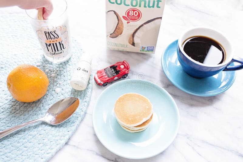 Pancake On Blue Ceramic Plate Picture. Image: 109915997