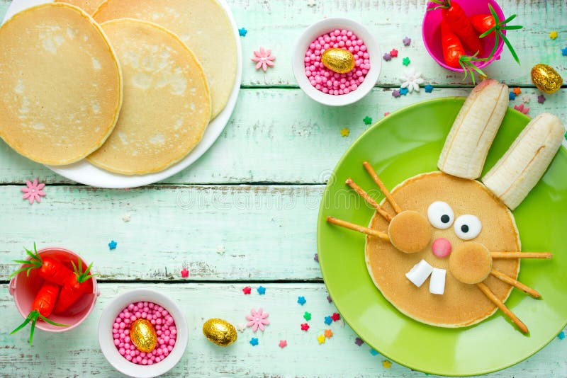 Rabbit With A Pancake On Its Head Stock Photo - Image of bunny ...