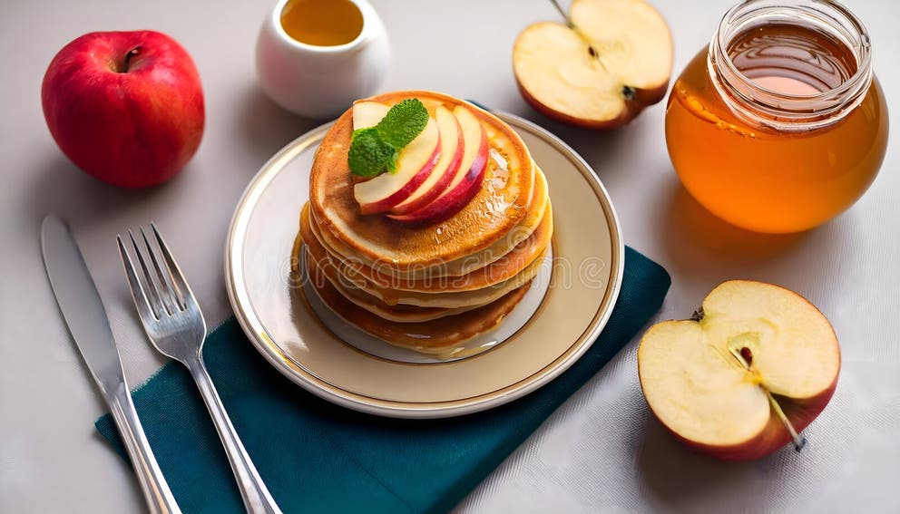 Pancake Breakfast Set Pastel Style Elements Stock Illustration ...