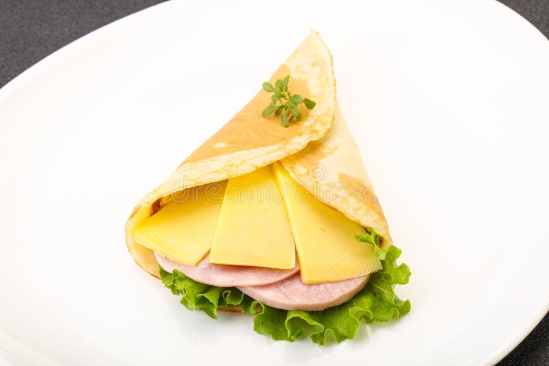 Pancake with Cheese and Ham Stock Photo - Image of brunch, fried: 207716056