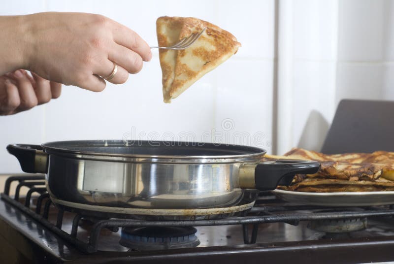 Pancake cooking stock image. Image of meal, cooker, grip - 8484029