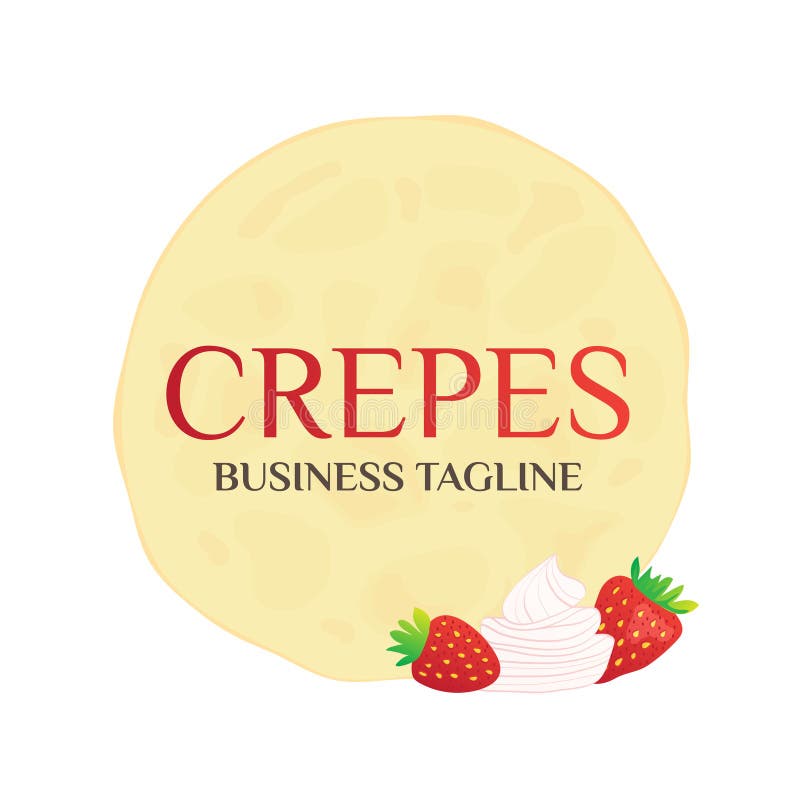 Pancake or Crepes Logo with Cream and Strawberry Stock Vector ...