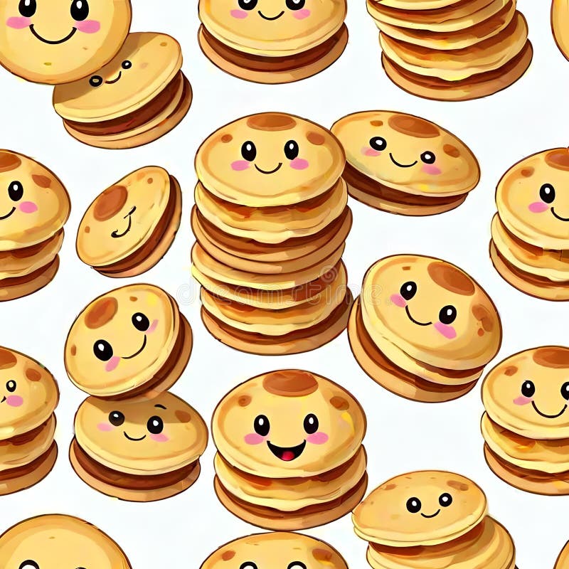 Pancake Dinner Stack Syrup Smiling Face Stock Illustration ...