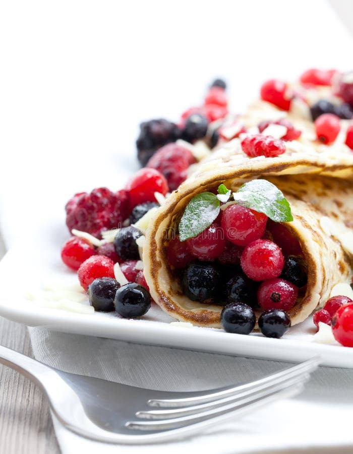 Pancake with fruits stock photo. Image of fruits, filled - 16367742