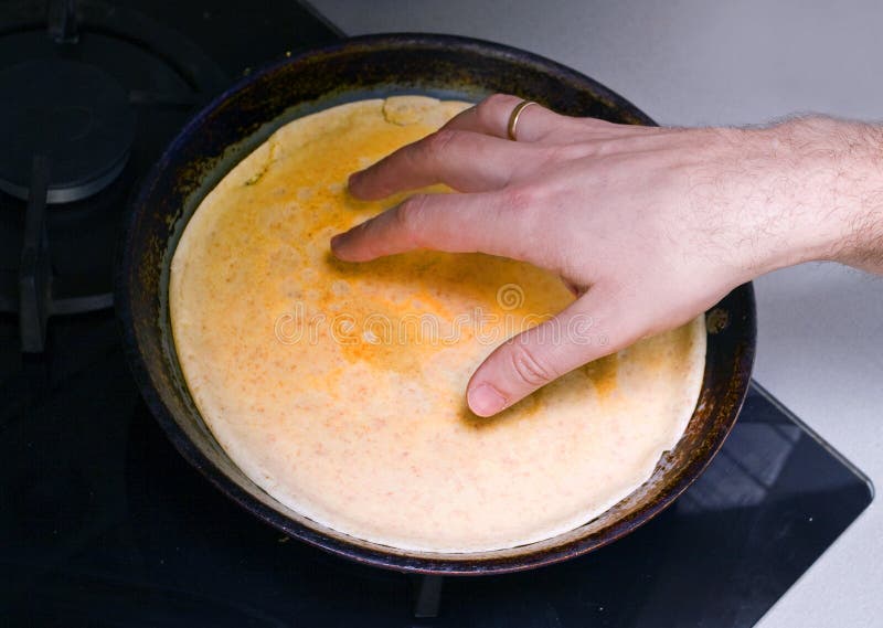 Pancake in the frying pan. stock photo. Image of fastnacht - 265002834
