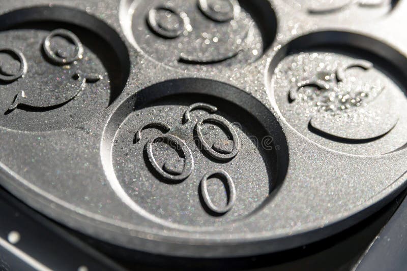 Pancake Frying Pan with Smile Face Pancake Cooking on Cooker in Kitchen ...