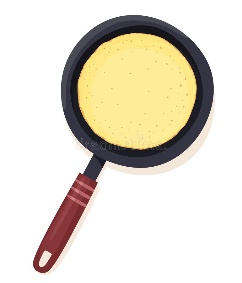 Pancake in a Frying Pan. Vector Illustration in Cartoon Flat Style ...