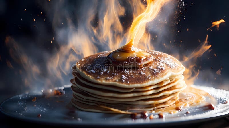 Pancake Image with Powder Explosion Art Illustration, Generative Ai Art ...