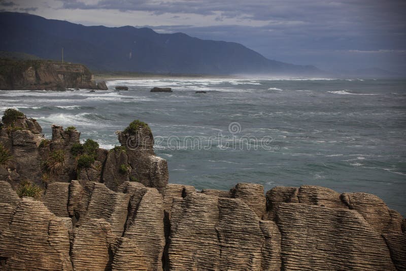 Pancake rock NZ stock image. Image of punakaiki, ocean - 11996245