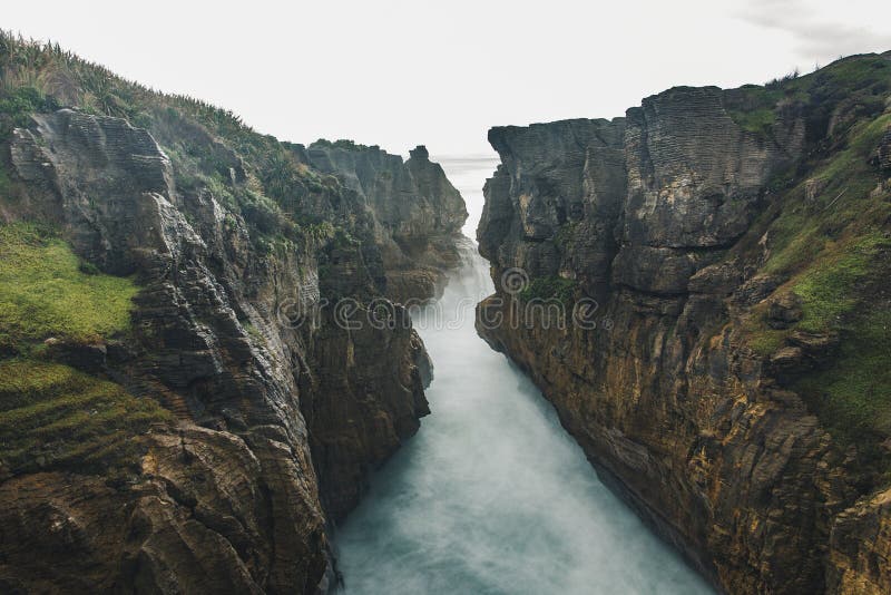 Pancake Rocks Slow shutter stock image. Image of nature - 80527315