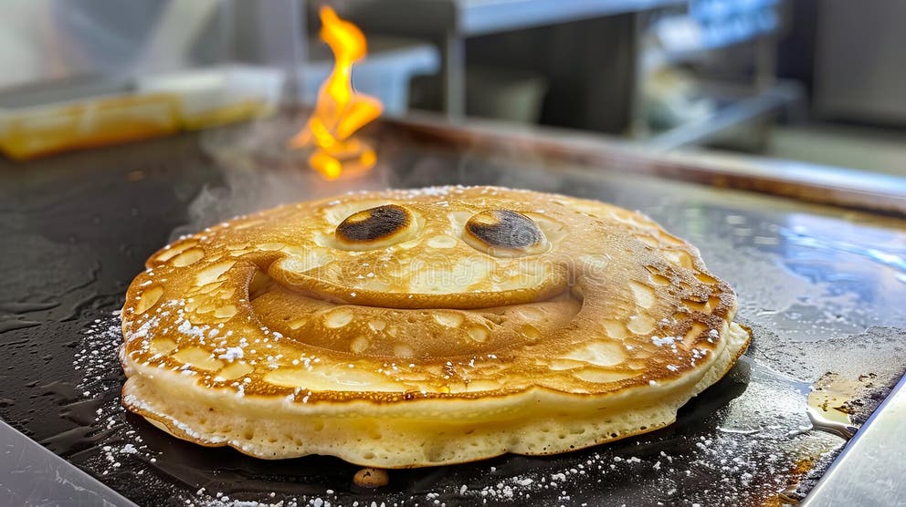 A Pancake with a Smiley Face on it Stock Image - Image of smiley, indoor: 322427199