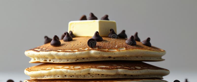 Pancake Stack with Butter and Chocolate Chips Stock Image - Image of ...