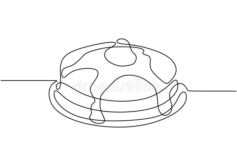 Pancake Stack Continuous Line Drawing. Minimalist Food Concept Isolated ...