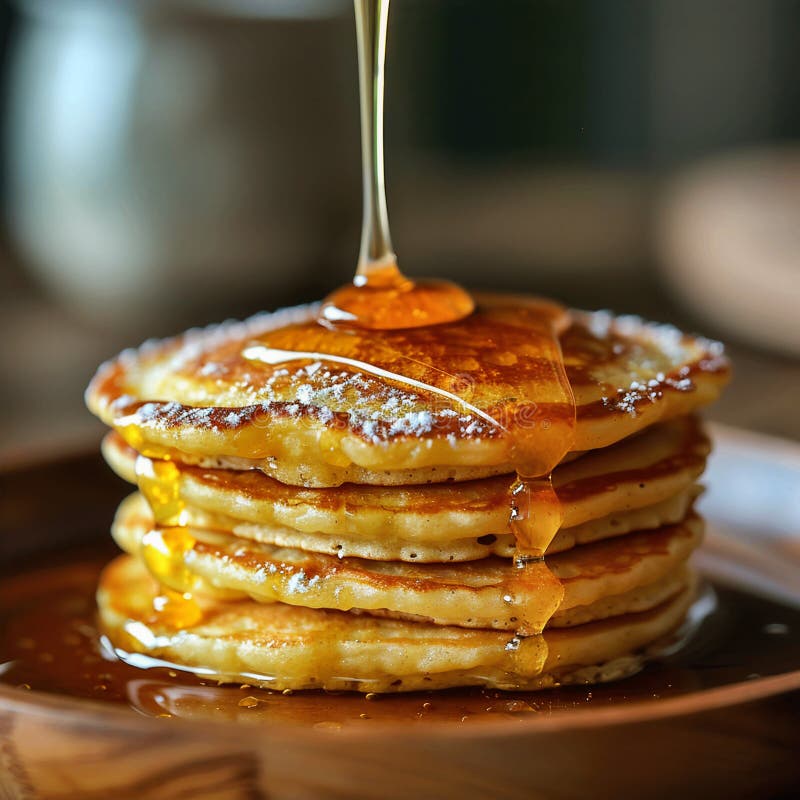 Pancake Stack with Drizzling Syrup Stock Image - Image of stack, baked ...
