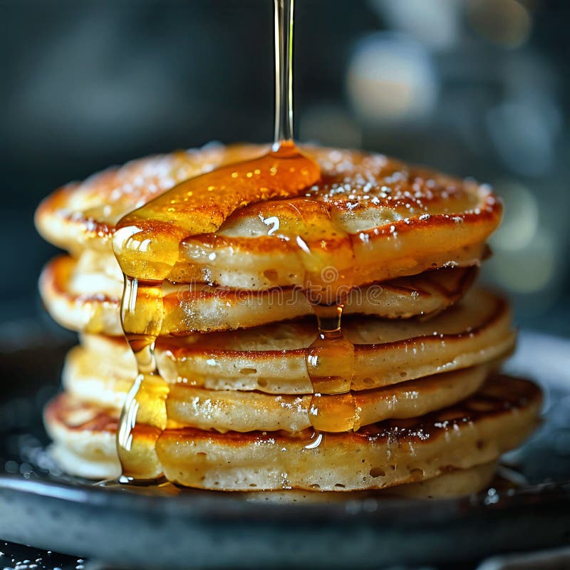 Pancake Stack with Drizzling Syrup Stock Photo - Image of delicious ...