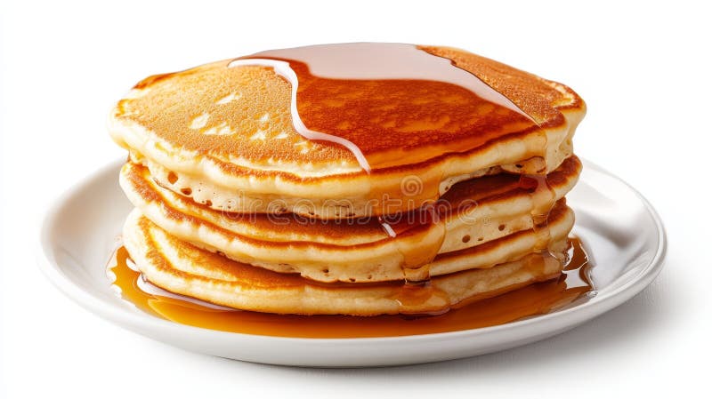 Pancake Stack with Maple Syrup on White Plate Stock Illustration ...