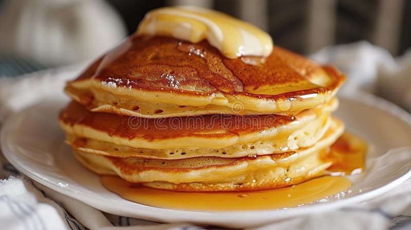 Pancake Stack with Melting Butter Piece. Generative Ai Stock ...
