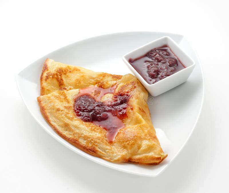 Pancake with Strawberry Jam Stock Photo - Image of delicious, dinner ...