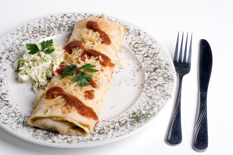 Pancake / Tortilla / Burrito On Plate Picture. Image: 3634258