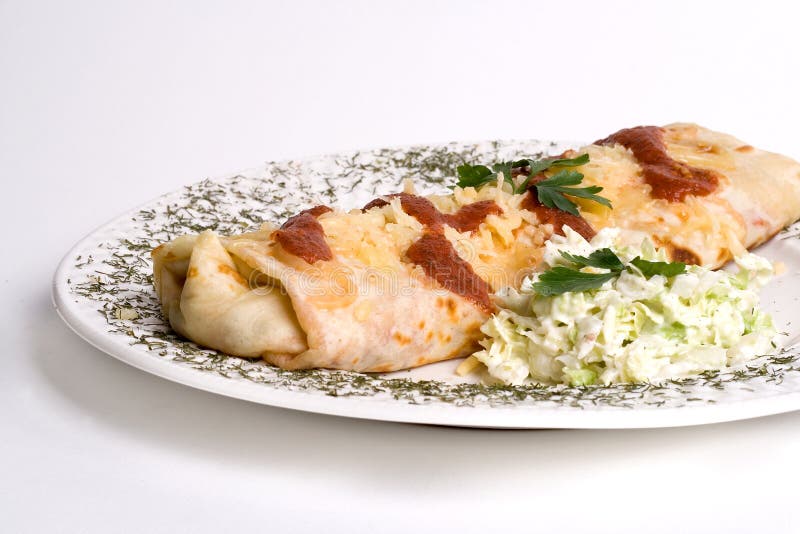 Pancake / Tortilla / Burrito on Plate Stock Photo - Image of cafe ...