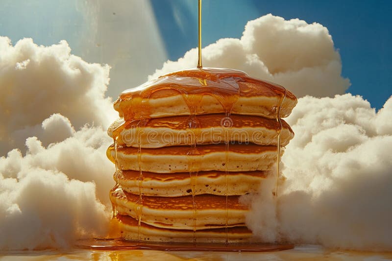 Pancake Tower Reaches the Clouds with Golden Syrup Cascading Down Its ...