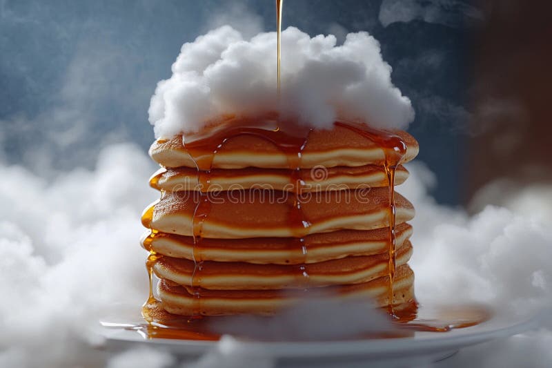 Pancake Tower Reaches the Clouds with Golden Syrup Cascading Down Its ...