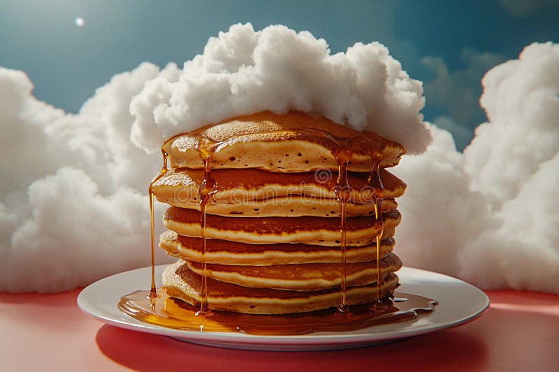 Pancake Tower Reaches the Clouds with Golden Syrup Cascading Down Its ...