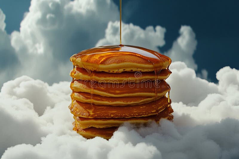 Pancake Tower Reaches the Clouds with Golden Syrup Cascading Down Its ...