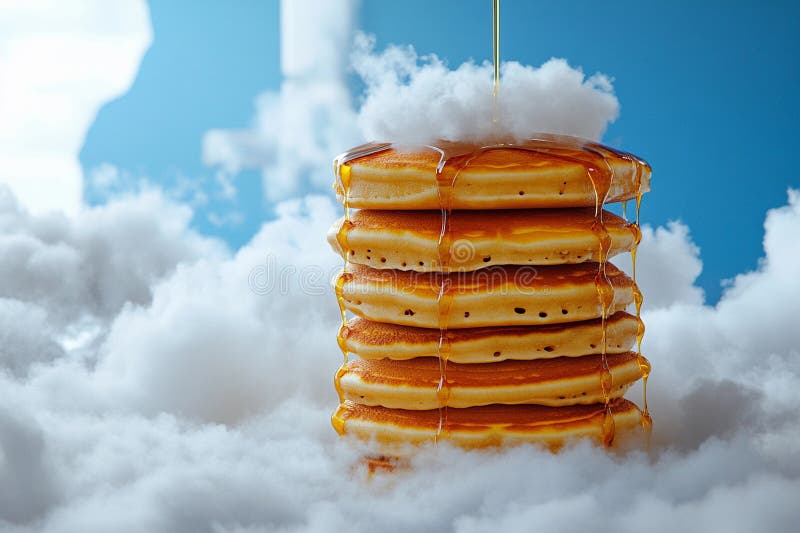 Pancake Tower Reaches the Clouds with Golden Syrup Cascading Down Its ...