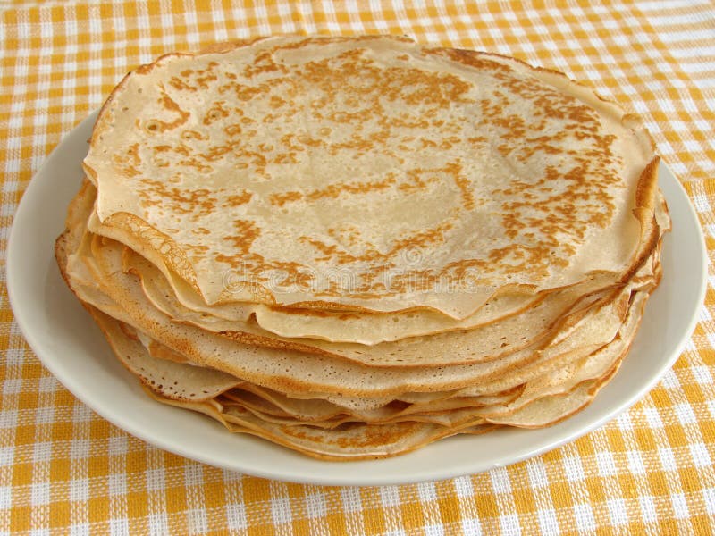 Pancakes stock image. Image of handmade, tablecloth, checker - 8213601