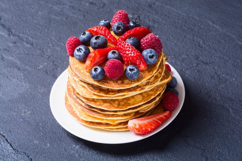 Pancakes with berries stock image. Image of blueberry - 95210599