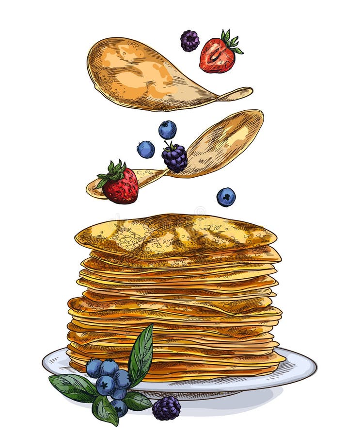 Pancake Stack Sketch Stock Illustrations – 285 Pancake Stack Sketch ...