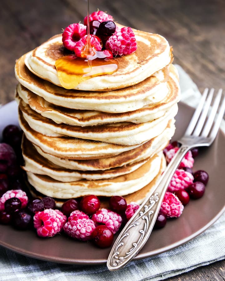 Pancakes with berries stock photo. Image of dairy, moving - 81111766