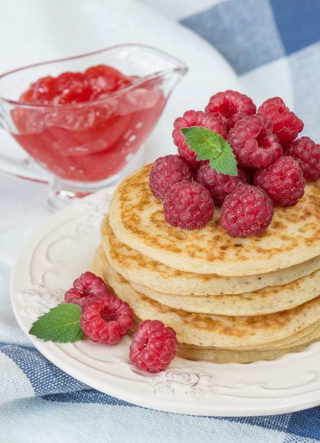 Pancakes with berries stock image. Image of heap, dessert - 57400579