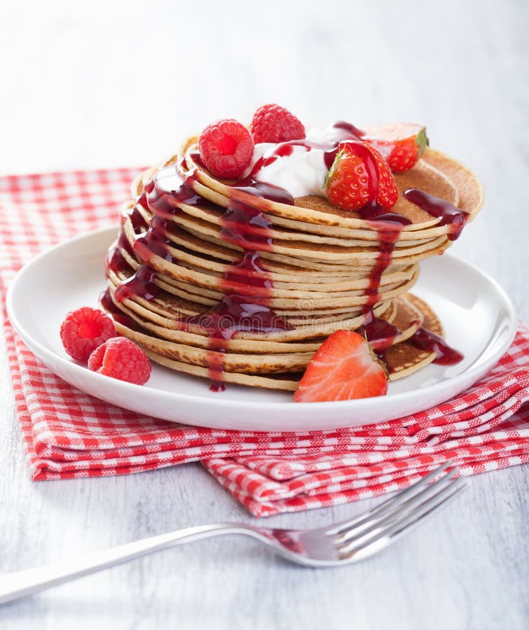 Pancakes with Berry and Jam Stock Photo - Image of flapjack, fresh ...