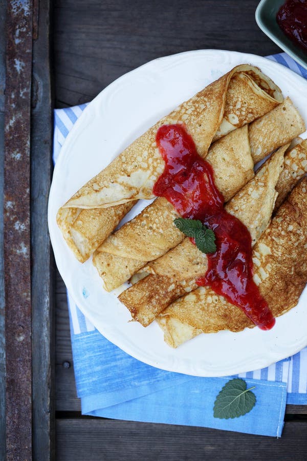 Pancakes with Berry Jam, Top View Stock Image - Image of gourmet ...