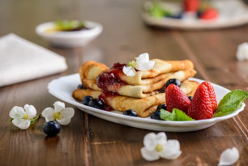 Pancakes on breakfast stock image. Image of nature, green - 118392745