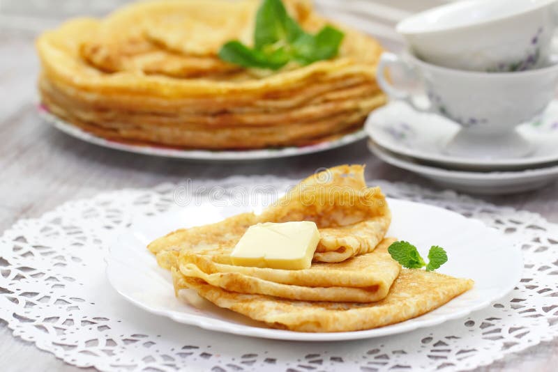 Pancakes with butter stock image. Image of plate, fritters - 81071053