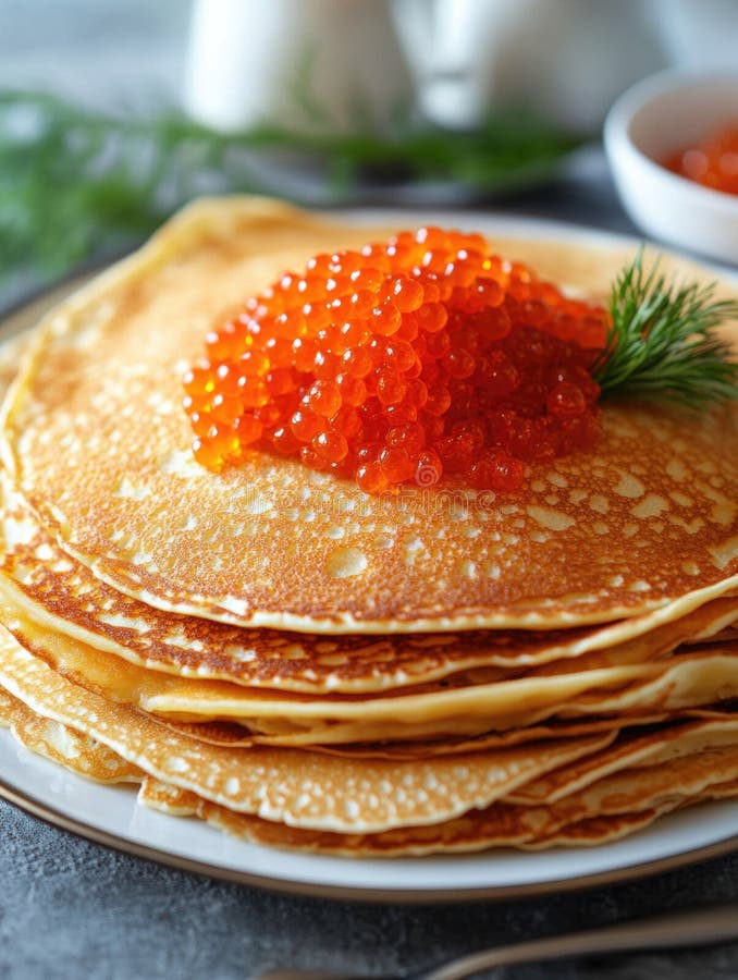 Pancakes with Caviar stock image. Image of sweet, royalty - 366539605