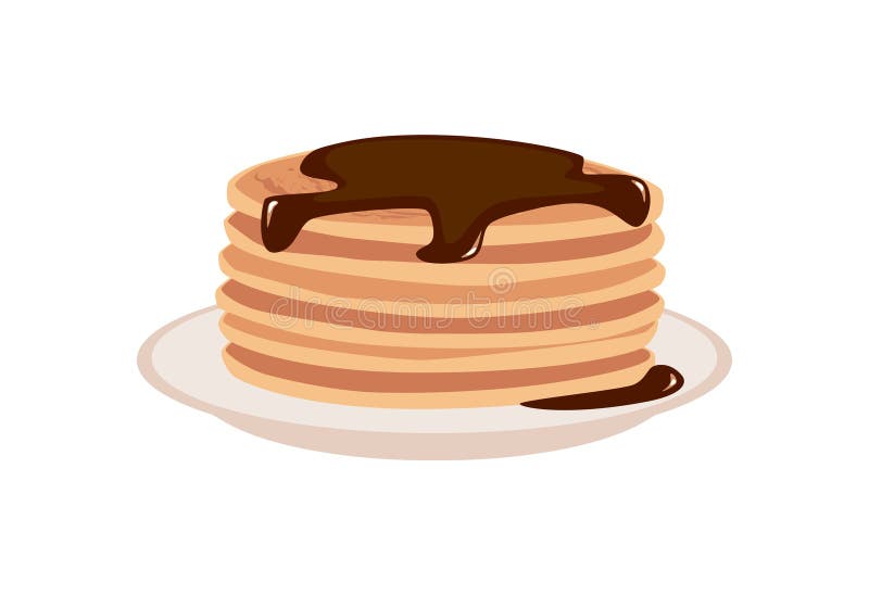 Pancakes with Chocolate, Cartoon Vector Illustration Isolated on White ...