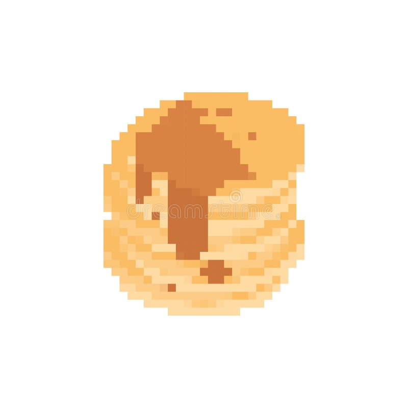 Pancakes with Chocolate Pixel Art Isolated. 8 Bit Sweet Vector ...