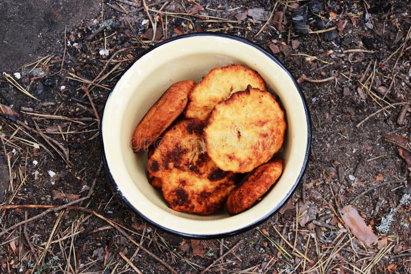 Pancakes, Cooked in a Frying Pan on an Open Fire in a Hike in the ...