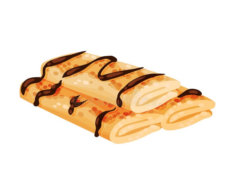 Set of Pancakes in the Form of a Roll and a Triangle. Vector ...