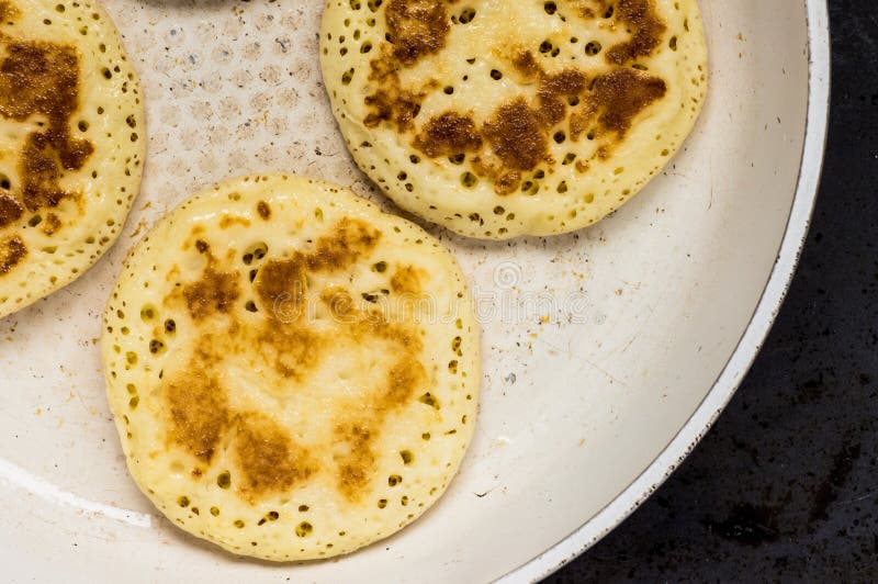 Pancakes Four Pieces in a Pan Stock Photo - Image of breakfast, food ...