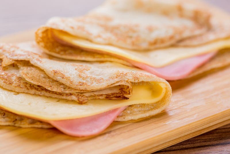 Pancakes with Ham and Cheese. Stock Image - Image of appetite, meat ...
