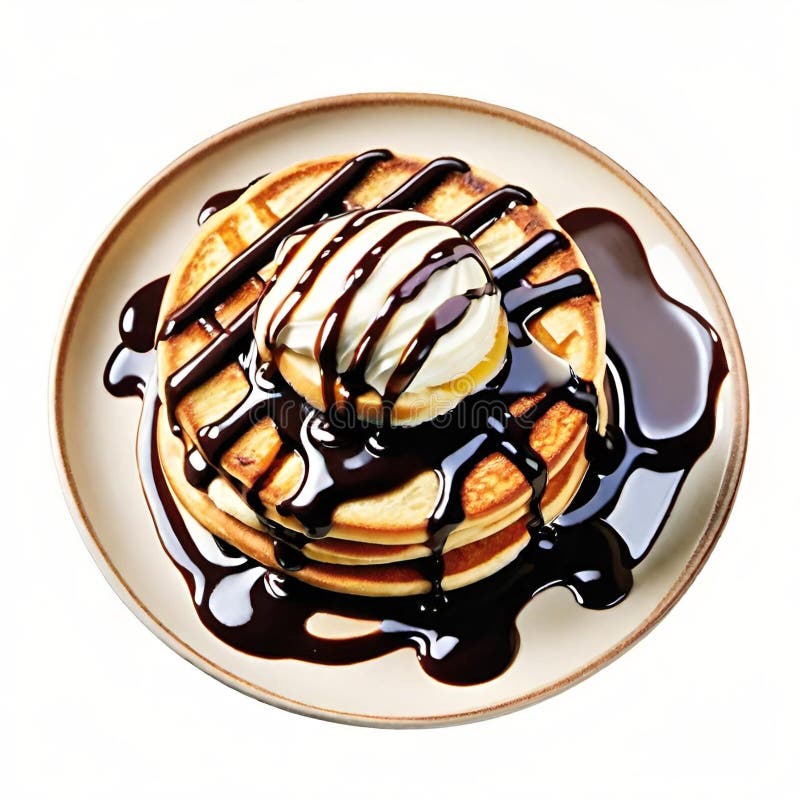 Pancakes with Ice Cream on White Background Stock Illustration ...