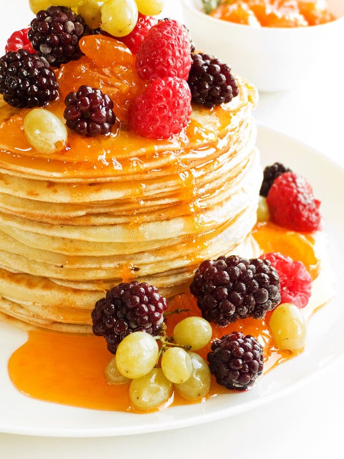 Pancakes with Jam and Berries Stock Photo - Image of food, pancake ...