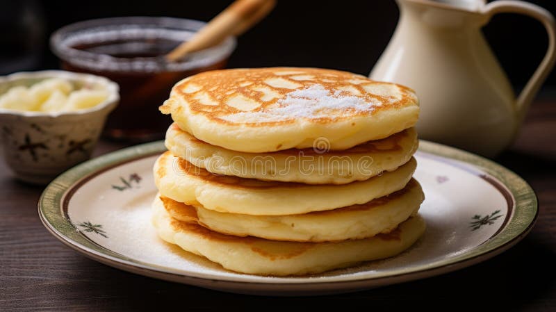 Pancakes Japanese Cuisine Food Fluffy Stack Stock Illustration ...