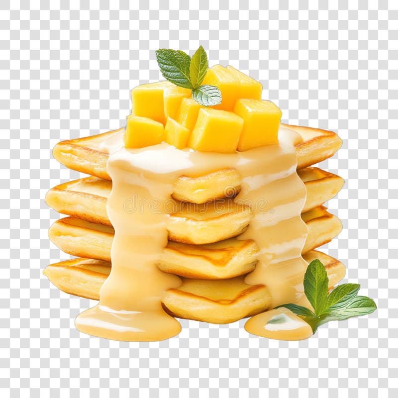 Pancakes with Mango and Coconut Cream Breakfest Stock Photo ...